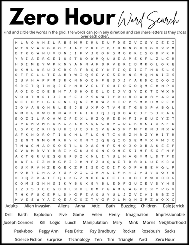 Zero Hour by Ray Bradbury Word Search Review Activity | Teaching Resources