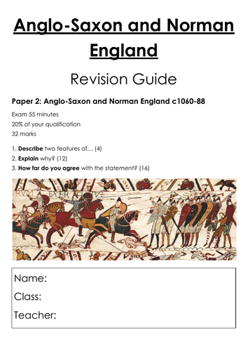Anglo Saxon and Norman England Revision Guide - Edexcel | Teaching ...