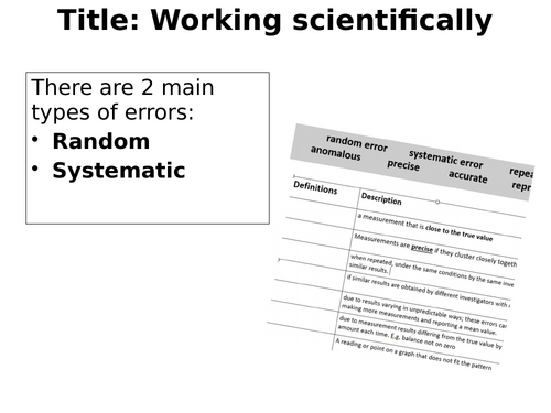 Errors accuracy precision working scientifically | Teaching Resources