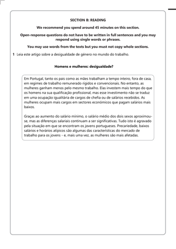 A-Level Portuguese Reading Comprehension: The World of Work | Teaching ...