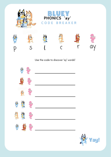 Bluey inspired set 2 phonics decoder | Teaching Resources