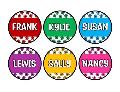 Printable Bright Flower Student Name Labels, Editable Cubby Labels ...