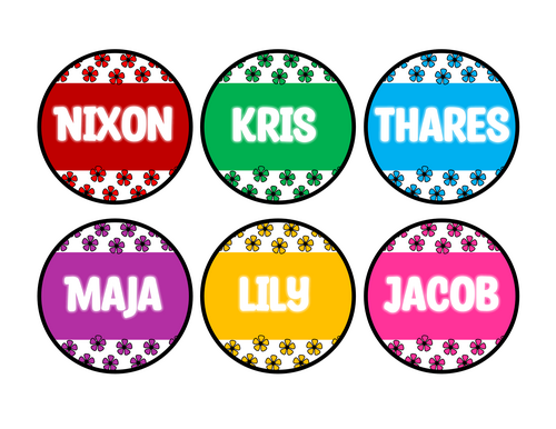 Printable Bright Flower Student Name Labels, Editable Cubby Labels ...