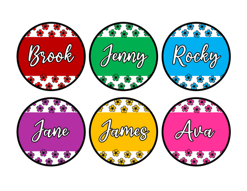 Printable Bright Flower Student Name Labels, Editable Cubby Labels ...