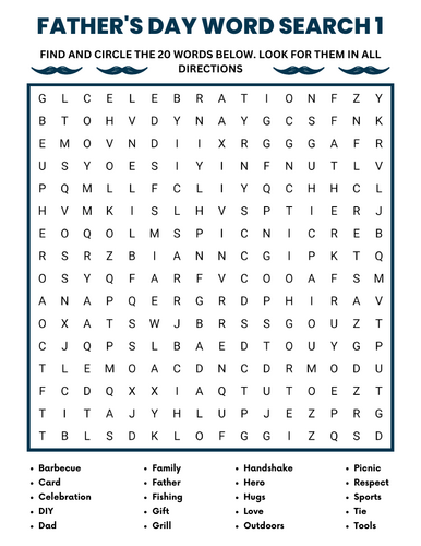 Father's Day: Crossword, Word Searches, Word Sudoku for Grade 3rd, 4th ...