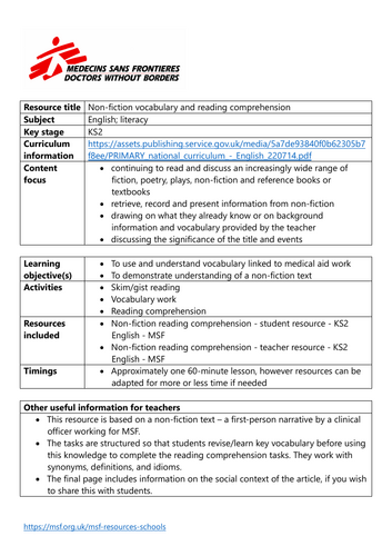 Non-fiction vocabulary and reading comprehension | English | KS2 | MSF ...