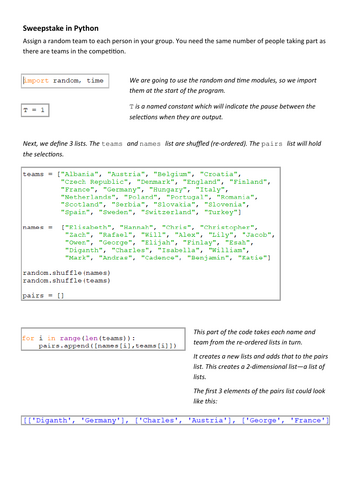 Euro 2024 Sweepstake Generator in Python | Teaching Resources