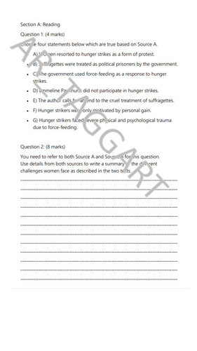 Aqa Gcse Paper 2 Reading Writing Suffrage Equality Teaching