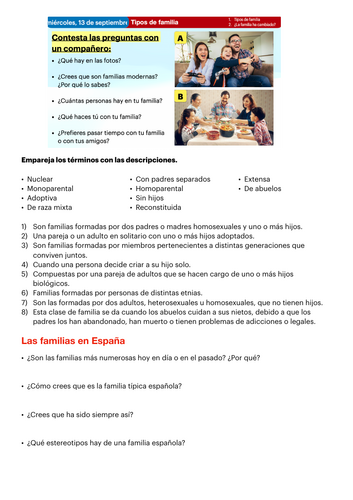 Cambios en la familia [Pack] (Spanish A level) | Teaching Resources