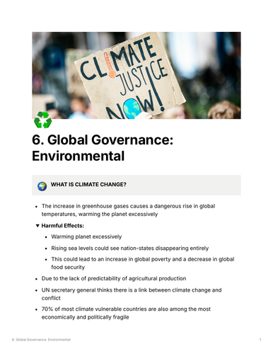Chapter 6 Global Politics Edexcel | Teaching Resources