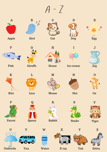 Alphabet A-Z Illustrated Flashcards for Early Learning | Teaching Resources