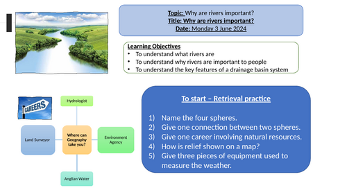 KS3 Rivers Progress in Geography - Lesson 1 Why are rivers important ...