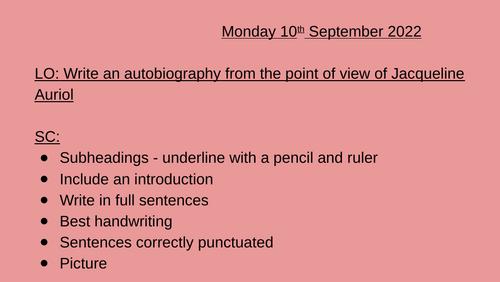 Non-fiction autobiography Jacqueline Auriol | Teaching Resources