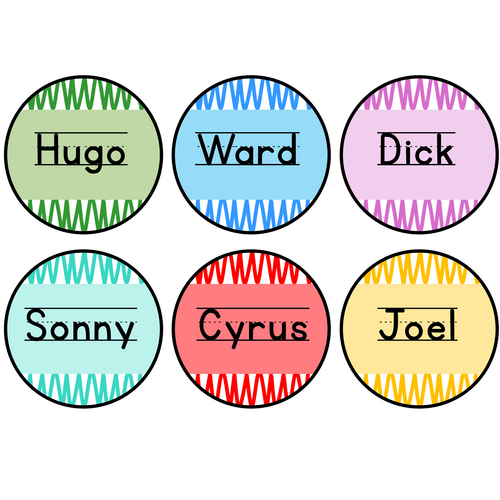 Printable Bright Wavy Classroom Labels, Student Name Tags, Cubby Labels ...