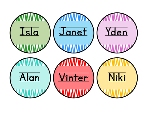 Printable Bright Wavy Classroom Labels, Student Name Tags, Cubbies ...