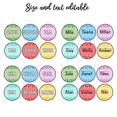 Printable Bright Wavy Classroom Labels, Student Name Tags, Cubby Labels ...