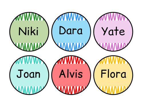 Printable Bright Wavy Classroom Labels, Student Name Tags, Cubby Labels ...