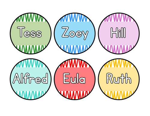 Printable Bright Wavy Classroom Labels, Student Name Tags, Cubby Labels ...
