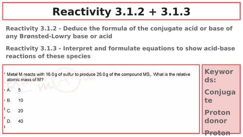 Reactivity 3.1 Proton Transfer Reactions | Teaching Resources