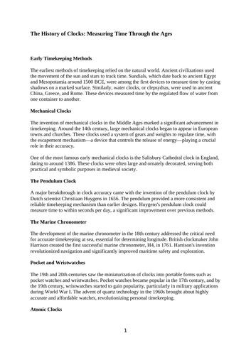 The History of Clocks: Measuring Time Through the Ages | Teaching Resources