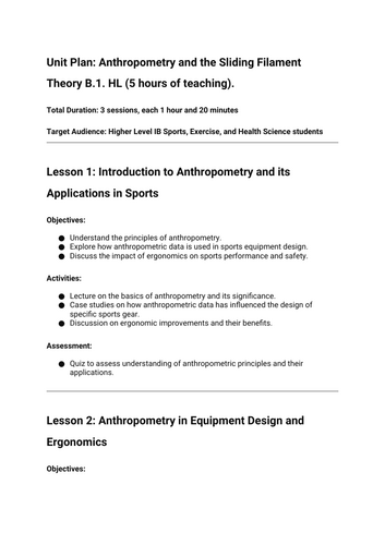B.1. HL. New IB Sports Science course. Lesson plans, slides, worksheets ...