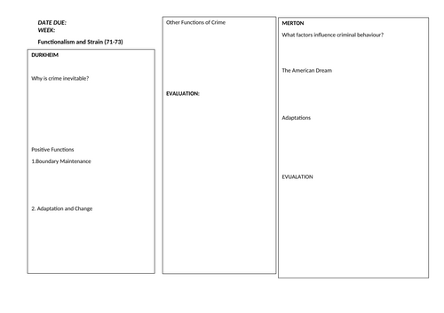 Pre-reading / Note taking sheets for Crime topic | Teaching Resources