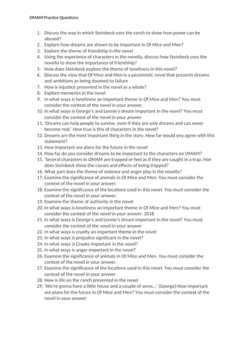 Of Mice and Men IGCSE Edexcel | Teaching Resources