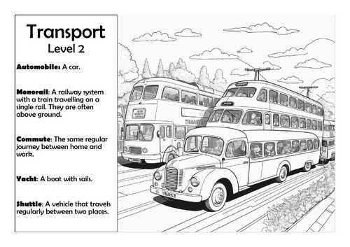 Word of the Day Work Book - Transport - Level 2 | Teaching Resources