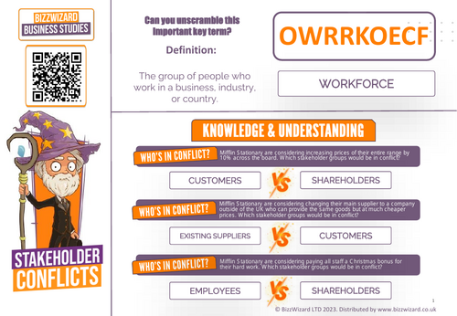 Stakeholder Conflict - FREE Worksheet & Youtube Video - GCSE Business ...