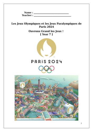 KS3 French Booklet - Les Jeux Olympiques - Paris 2024 - Olympic Games ...
