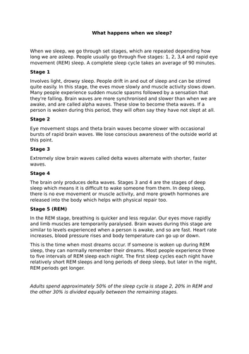 OCR GCSE Psychology: Sleep & Dreaming | Teaching Resources