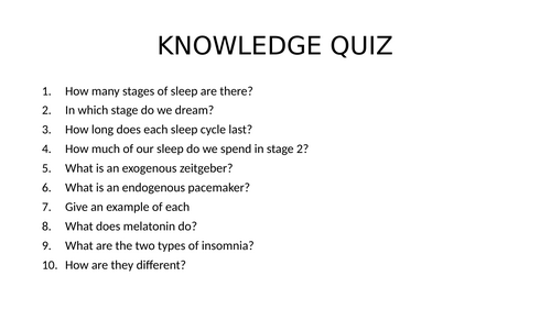 OCR GCSE Psychology: Sleep & Dreaming | Teaching Resources
