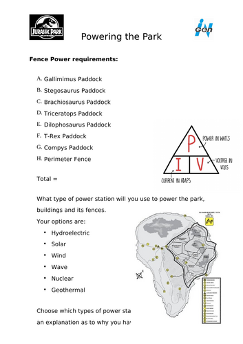 Jurassic Park Themed Energy and Electricity project | Teaching Resources