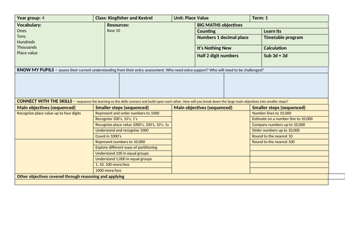 Year 4 Maths Term 1 unit of work | Teaching Resources