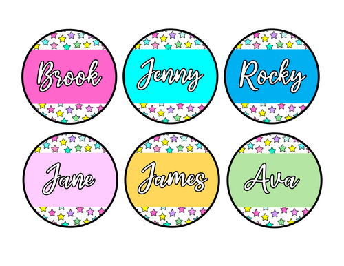 Printable Colorful Stars Student Name Labels, Editable Cubbies Labels ...
