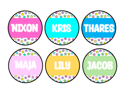Printable Colorful Stars Student Name Labels, Editable Cubbies Labels ...