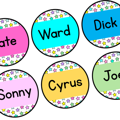Printable Colorful Stars Student Name Labels, Editable Cubbies Labels ...