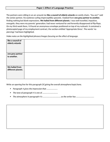 CIE First Language English 0500 Paper 1 Question 2d | Teaching Resources