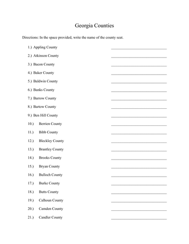 Georgia Counties | Teaching Resources