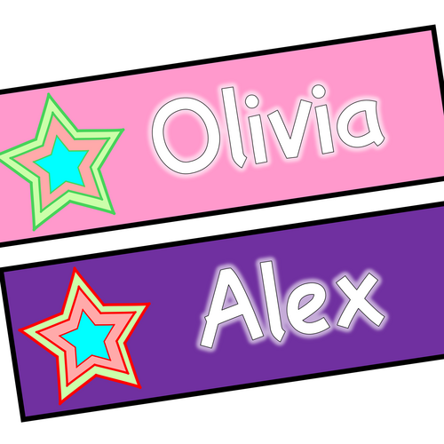 Printable Colorful Stars Student Name Plates, Student Name Labels,Name ...