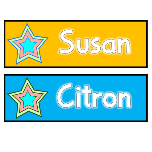 Printable Colorful Stars Student Name Plates, Student Name Labels,Name ...