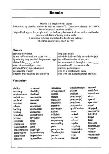 GB Paralympics BOCCIA 2024 | Teaching Resources
