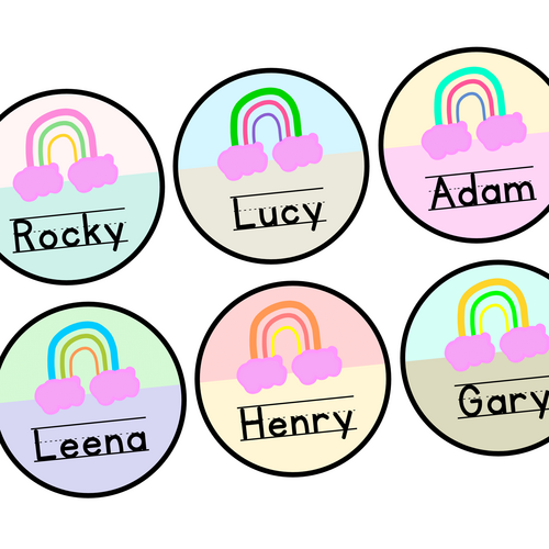 Printable Rainbow Student Name Labels, Editable Cubby Labels, Circle ...