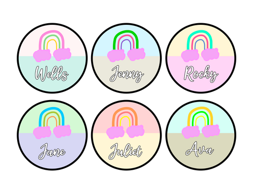 Printable Rainbow Student Name Labels, Editable Cubby Labels, Circle ...