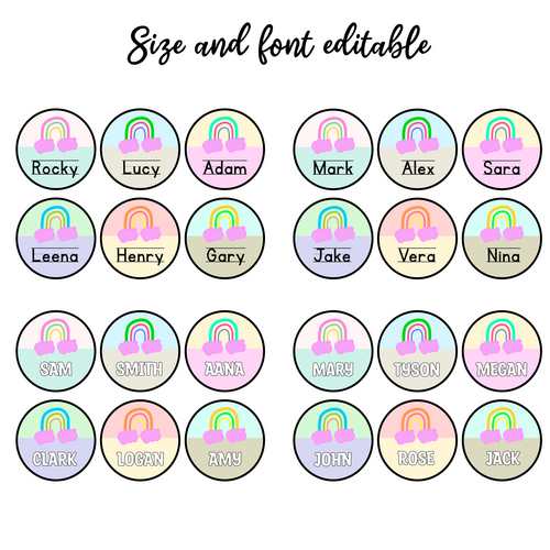 Printable Rainbow Student Name Labels, Editable Cubby Labels, Circle ...