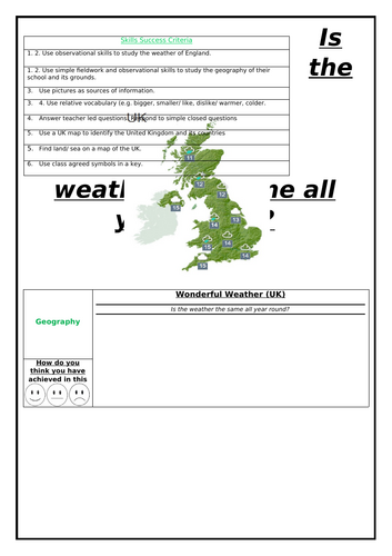 Year 1- Geography wonderful weather planning | Teaching Resources