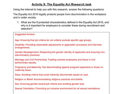BTEC Business: Unit 8 Recruitment and Selection Learning Aim A ...