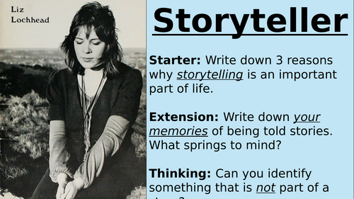 Storyteller by Liz Lockhead - Full Lesson Activities - CIE Poetry iGCSE ...