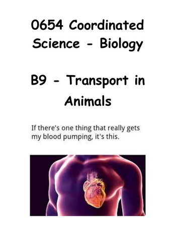 B9 Transport in Animals IGCSE Biology Topic Booklet | Teaching Resources