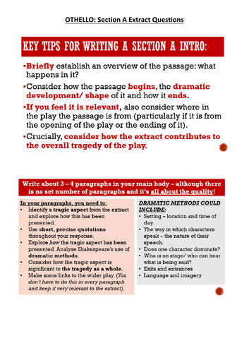 Othello - A Level AQA (Literature B) - Aspects of Tragedy - Section A ...